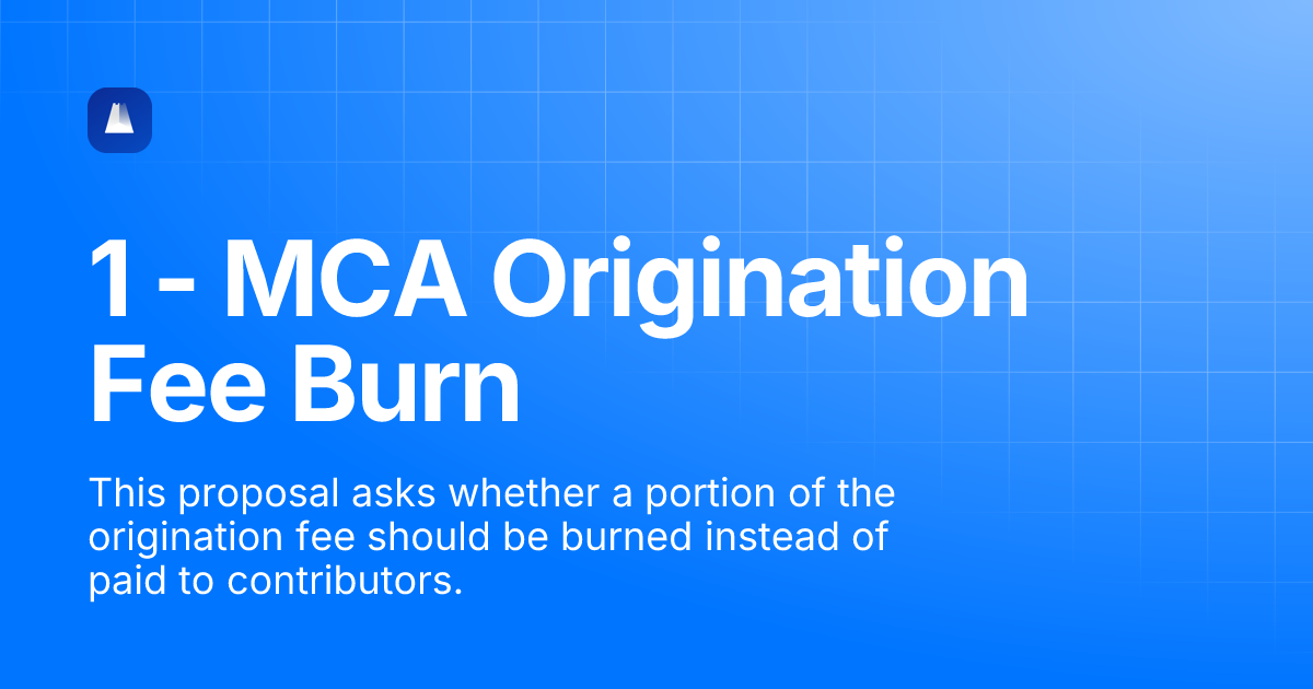1 - MCA Origination Fee Burn | Stronghold SHx
