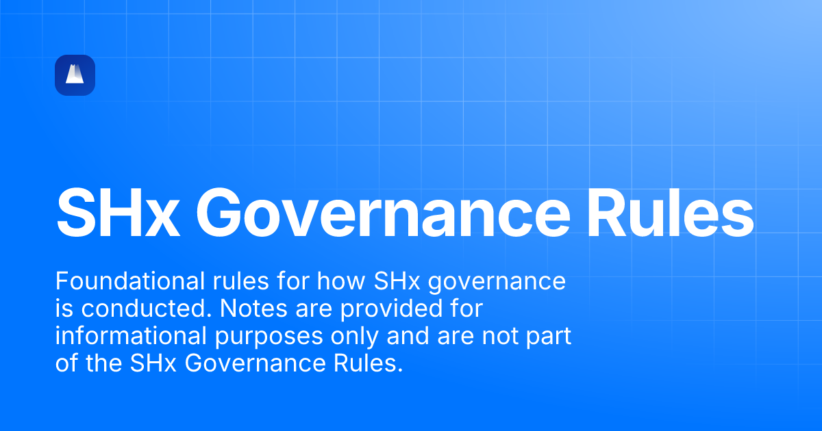 SHx Governance Rules | Stronghold SHx